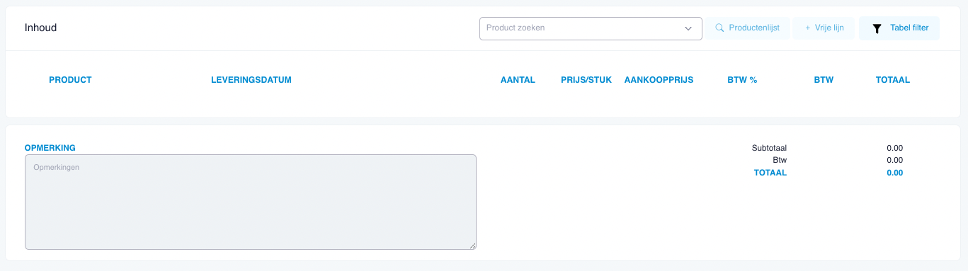 Aankooporder aanmaken – Deskflow