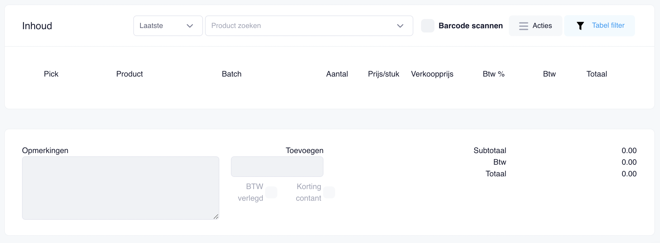 Scherm voor bestellingen – Deskflow