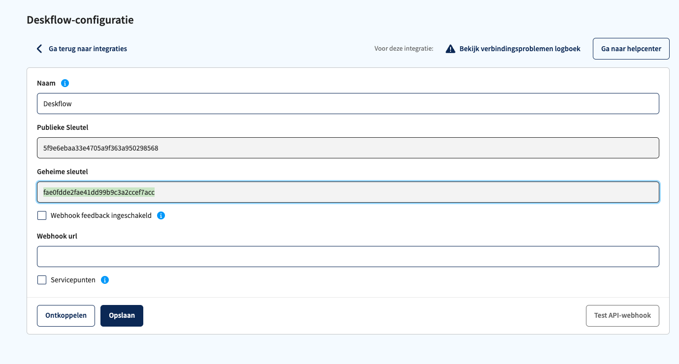 Sendcloud koppelen – Deskflow