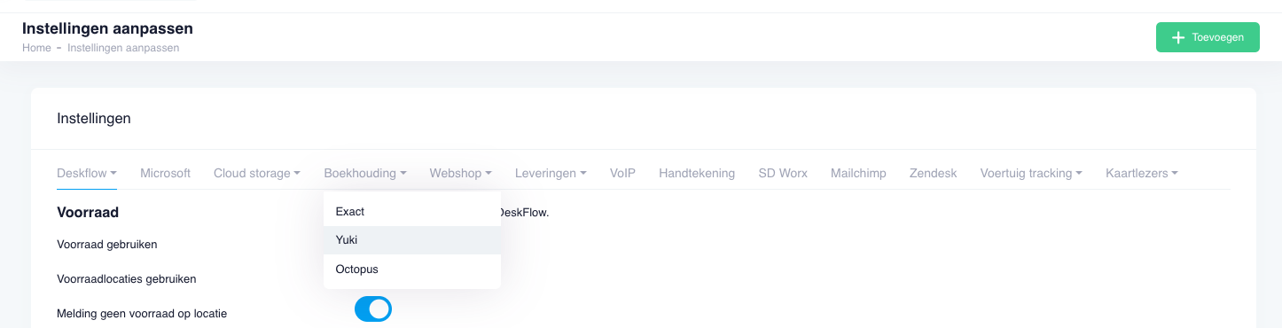 Wat heb ik nodig om te koppelen met Yuki – Deskflow